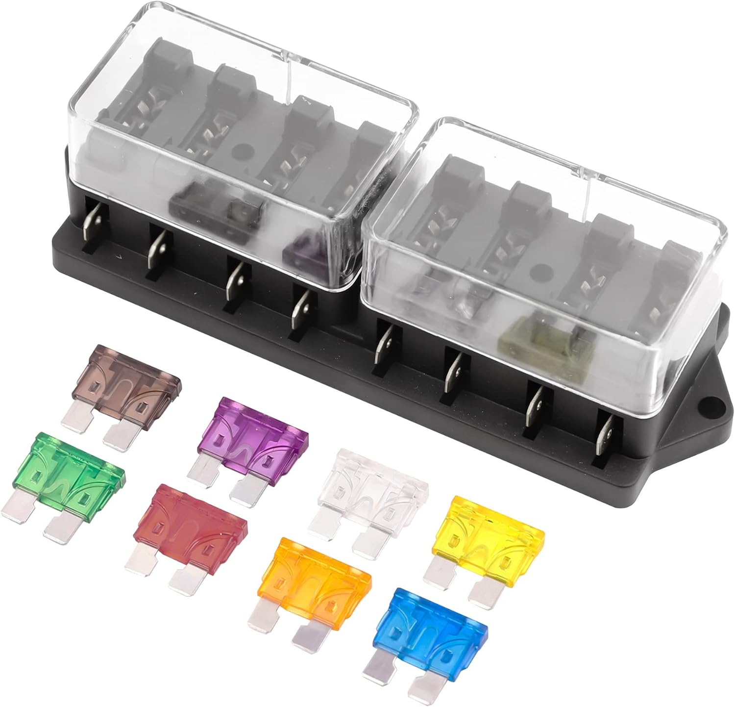 Amazon.com: RED WOLF Car 8-Way Blade Fuse Block Box w/Negative Bus ATC ...
