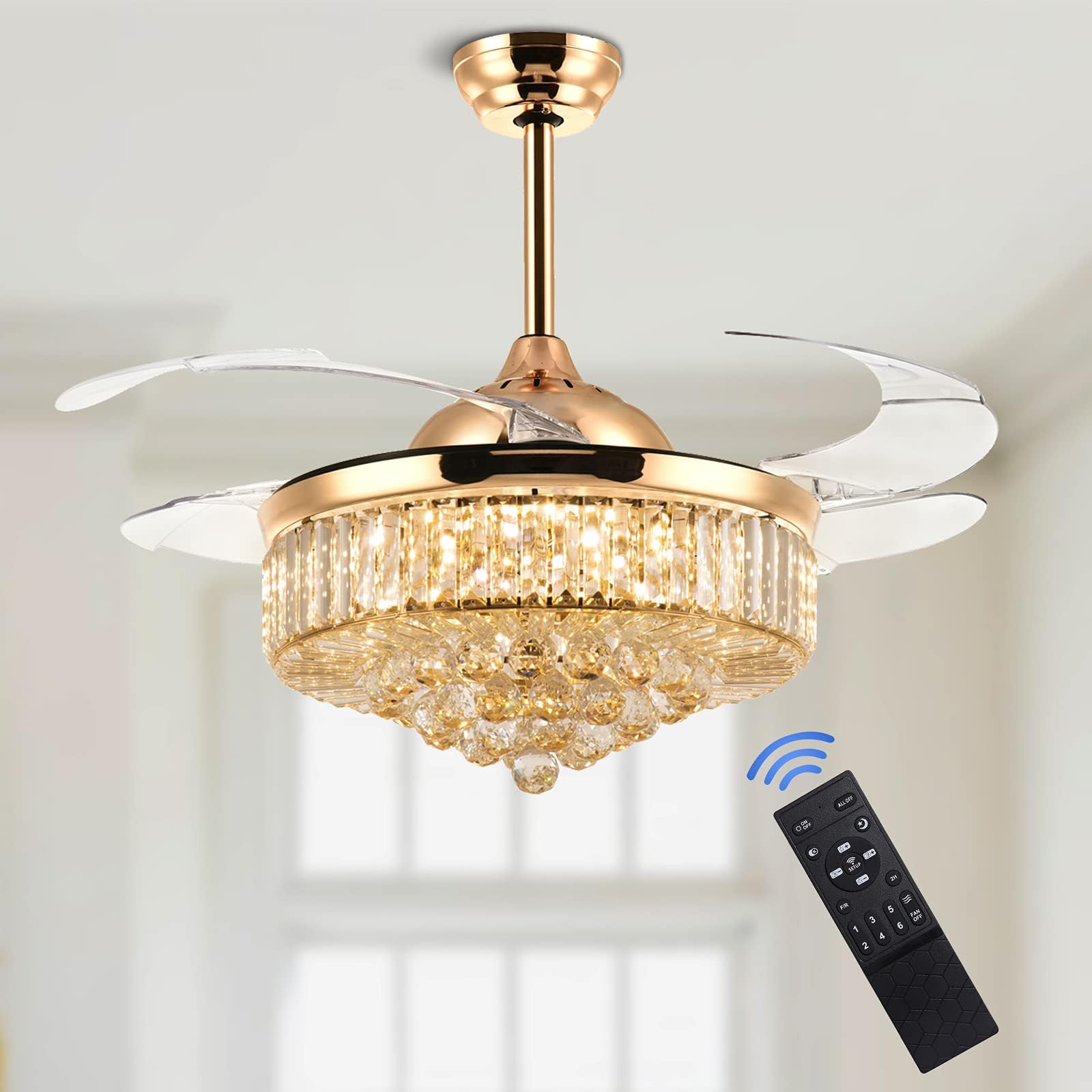 Amazon.com: Ohniyou 42 Inch Retractable Ceiling Fan with Lights Remote ...