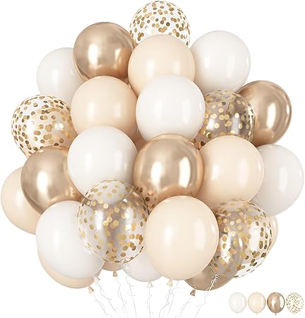 Amazon.com: Beige and Champagne Gold Balloon Set, 60Pcs 12 Inch Nude ...