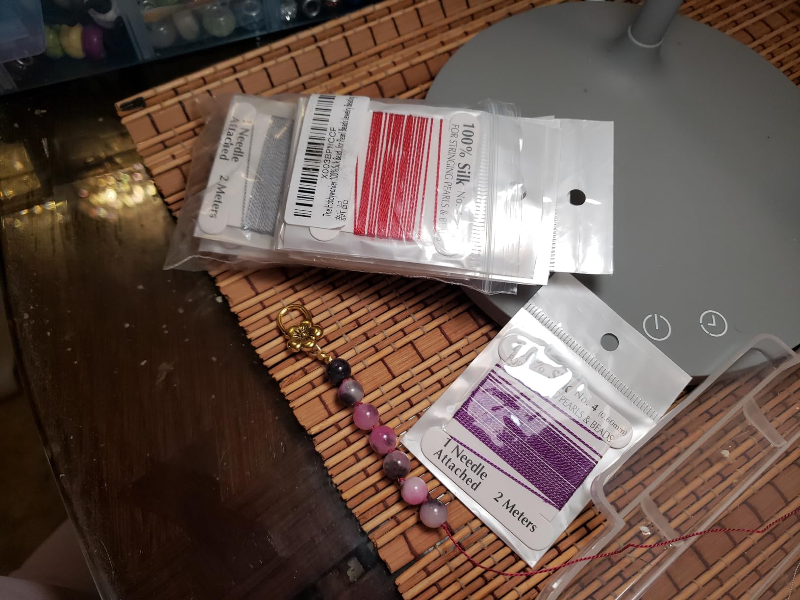 Amazon.com: The Hobbyworker 5pcs Silk Beading Cord Thread and Needles ...