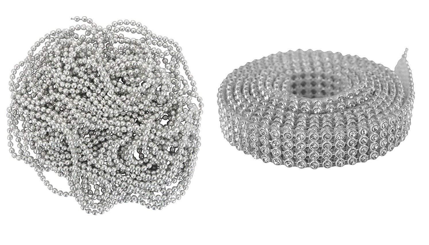 Goelx Ball Chain & Stone Lace Silver Combo Pack for Jewellery Making ...