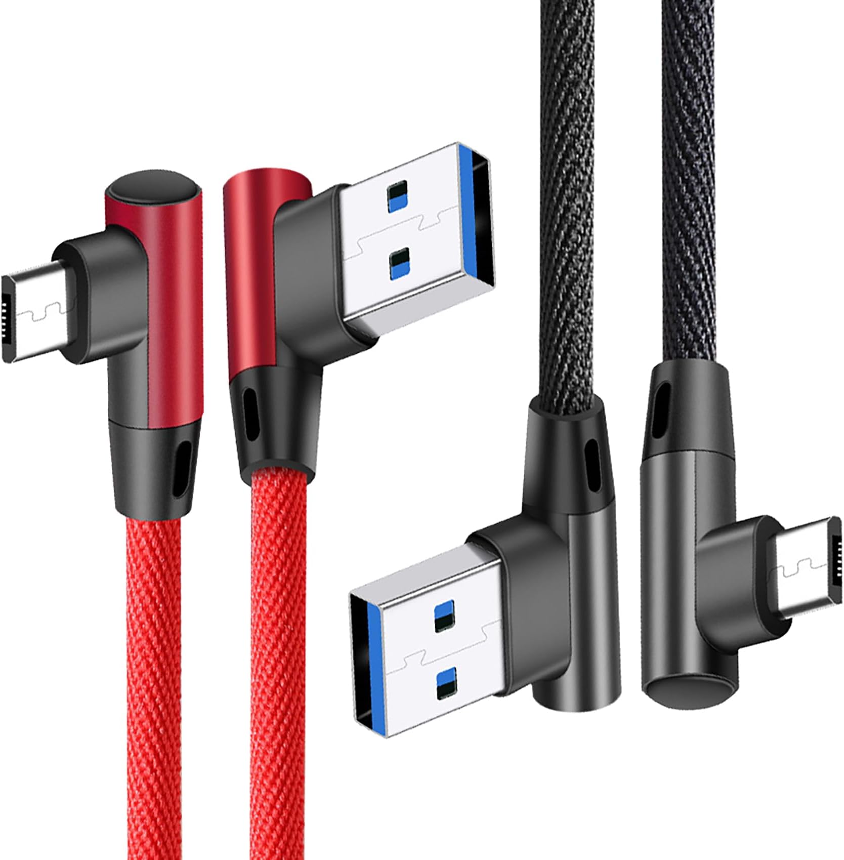Cablecc 2pcs USB 2.0 Male to Micro USB Up & Down Angled 90 Degree Cable ...