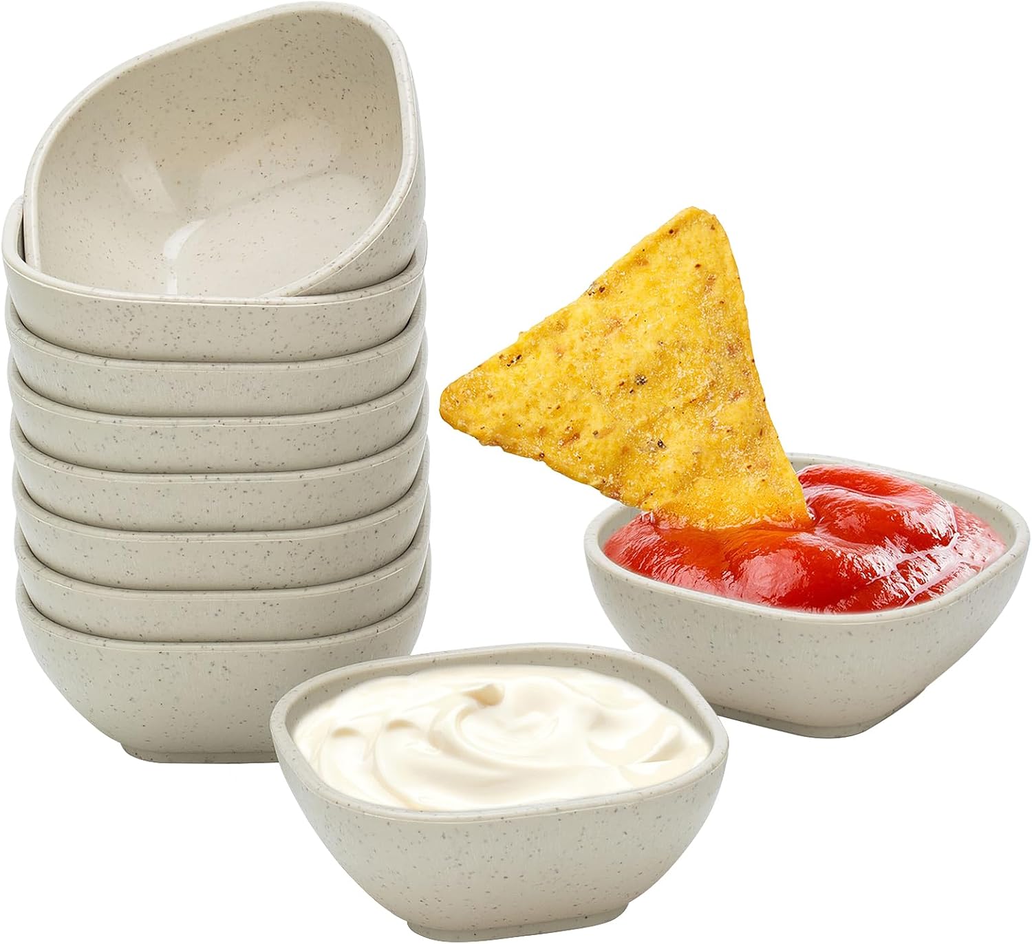 Amazon.com: Ronanemon 4.8OZ Unbreakable Wheat Straw Dipping Bowls,Small ...