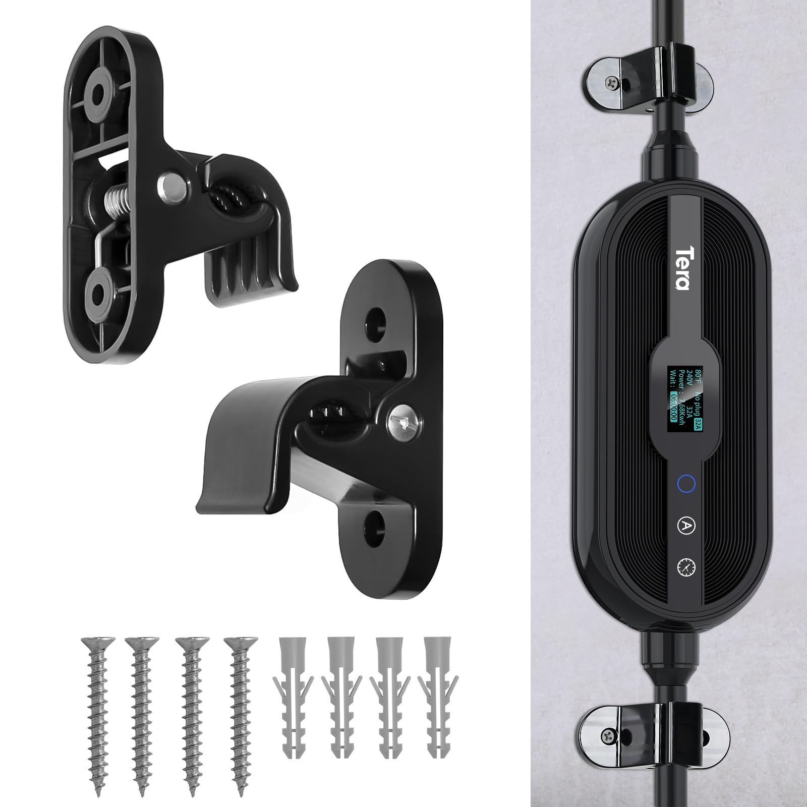 Wall Mount EVSE EV Charger Holder Set - Wall Mount For SAE J1772 ...