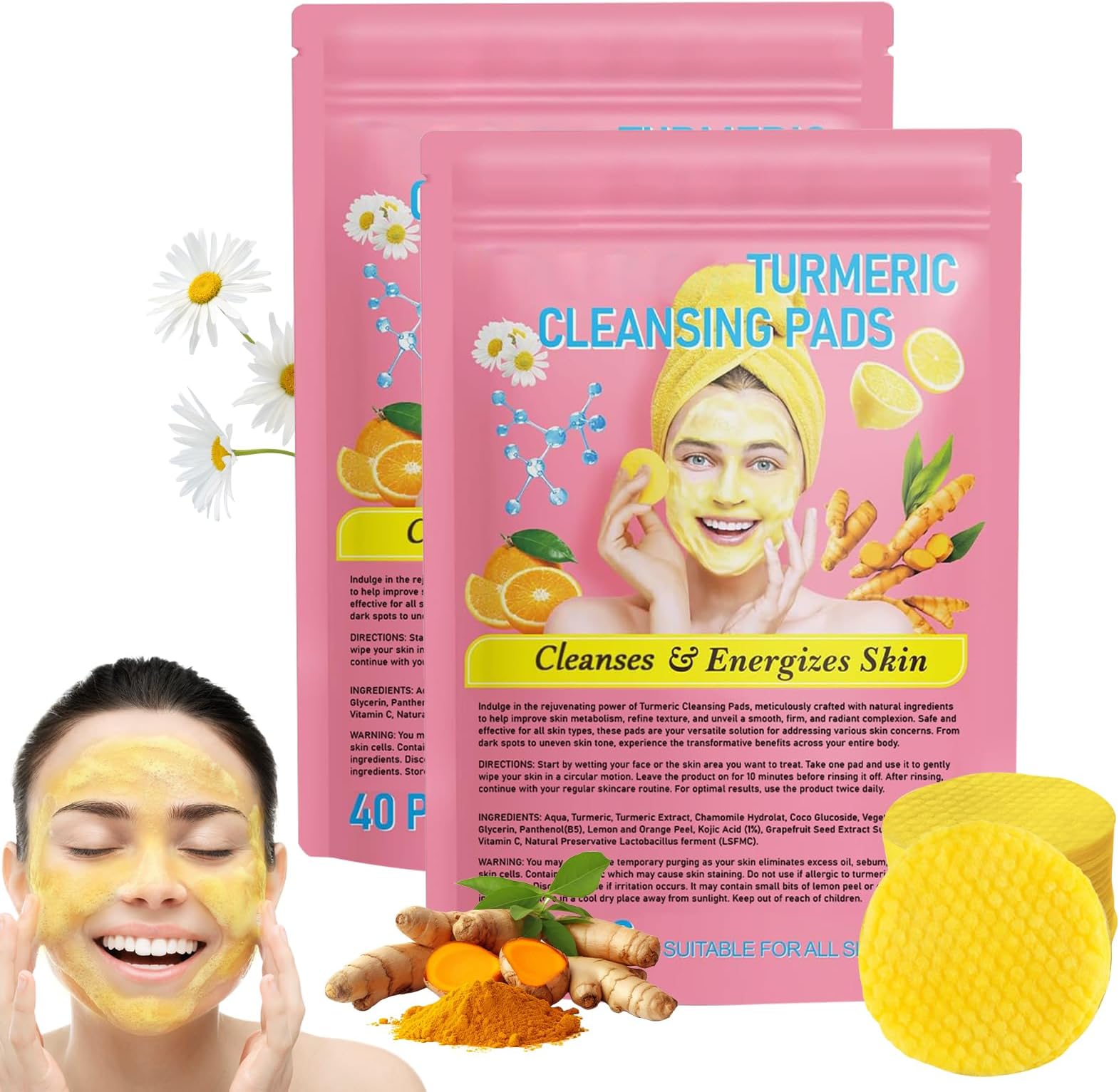 Amazon.com : Turmeric Cleansing Pads, Kojic Acid & Turmeric Cleansing ...