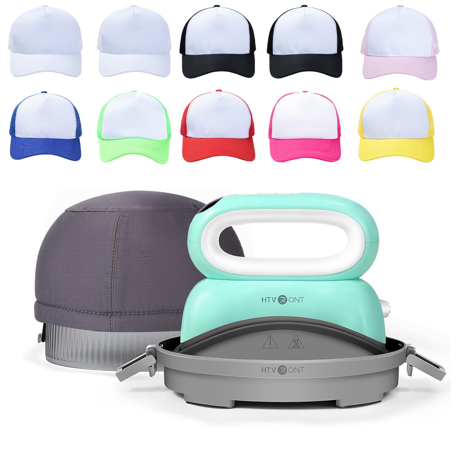 Amazon.com: HTVRONT Hat Press Machine + Sublimation Hats 10PCS ...
