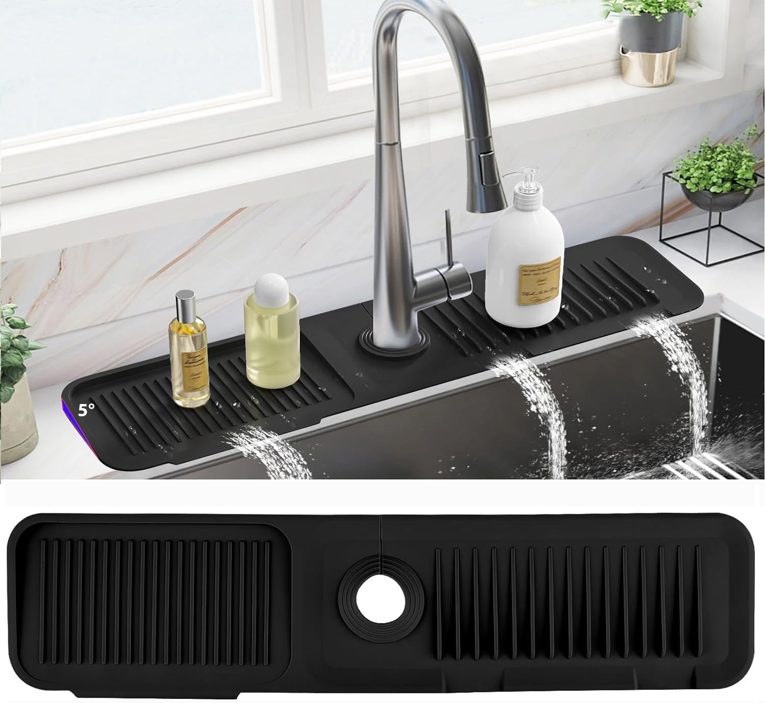 Amazon.com: KEEGOP Faucet Mat for Kitchen Sink, Silicone Faucet Mat ...