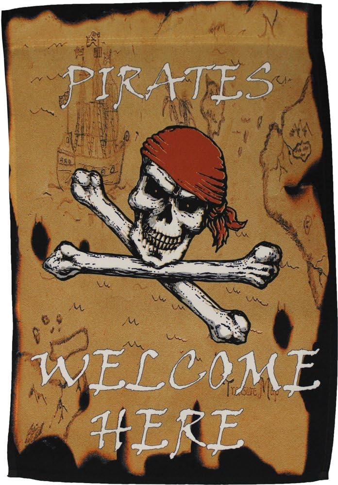 Amazon.com : Flappin' Flags Pirates Welcome Here - 12 in x 18 in Garden ...