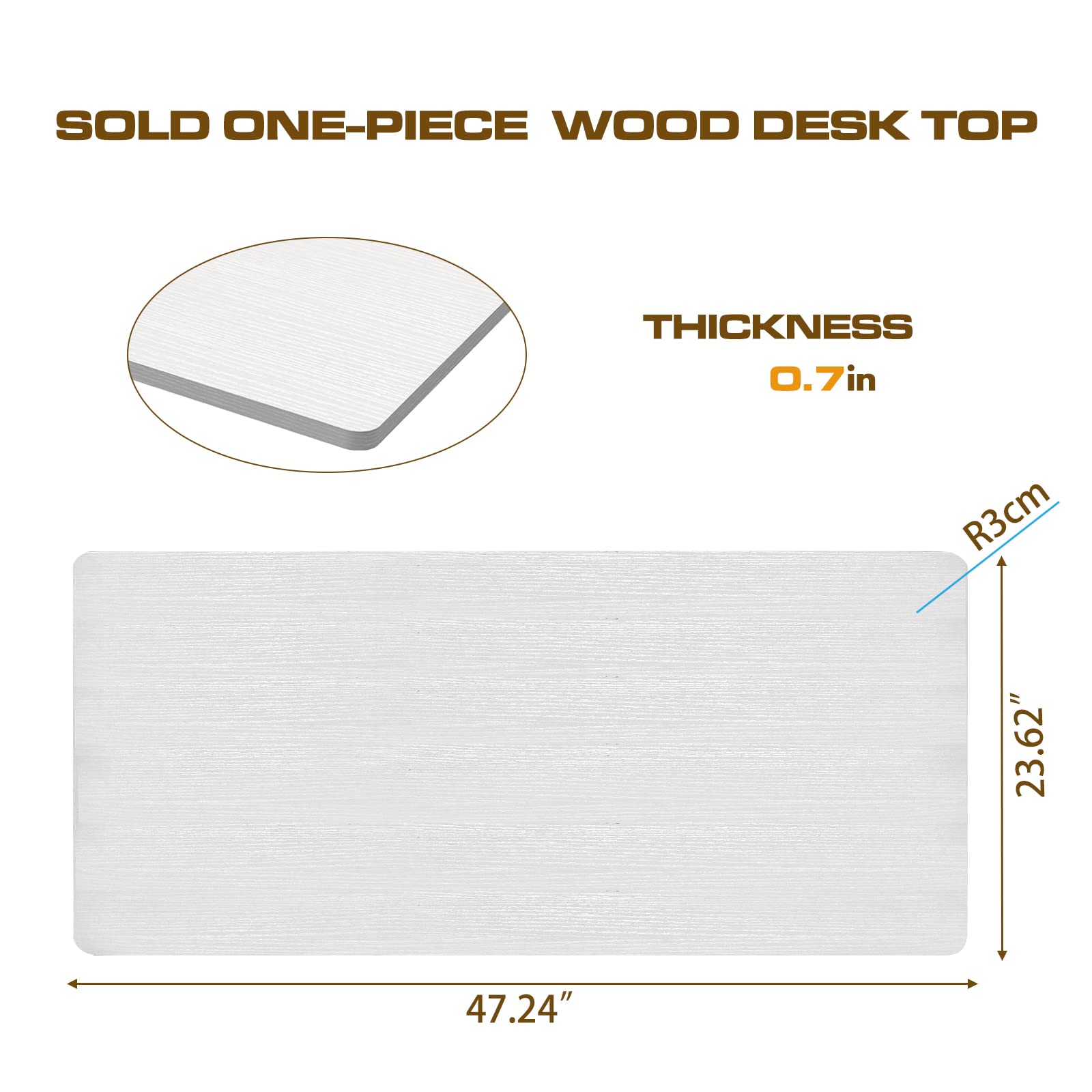 Snapklik.com : AIMEZO 48 X 24 Inch Table Top,Solid One-Piece Table Top ...