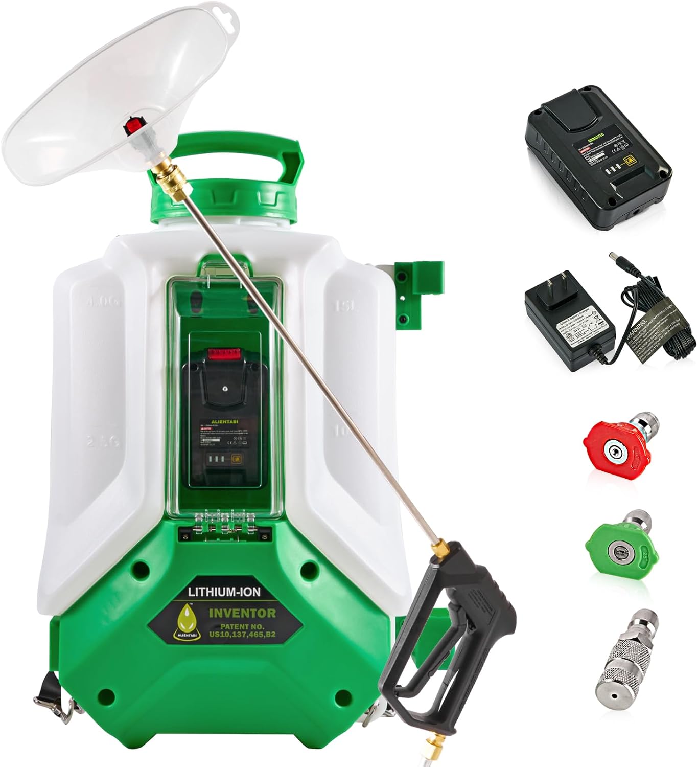 Amazon.com : ALIENTABI Backpack Sprayer 4 Gallon, 2.6Ah Battery Powered ...