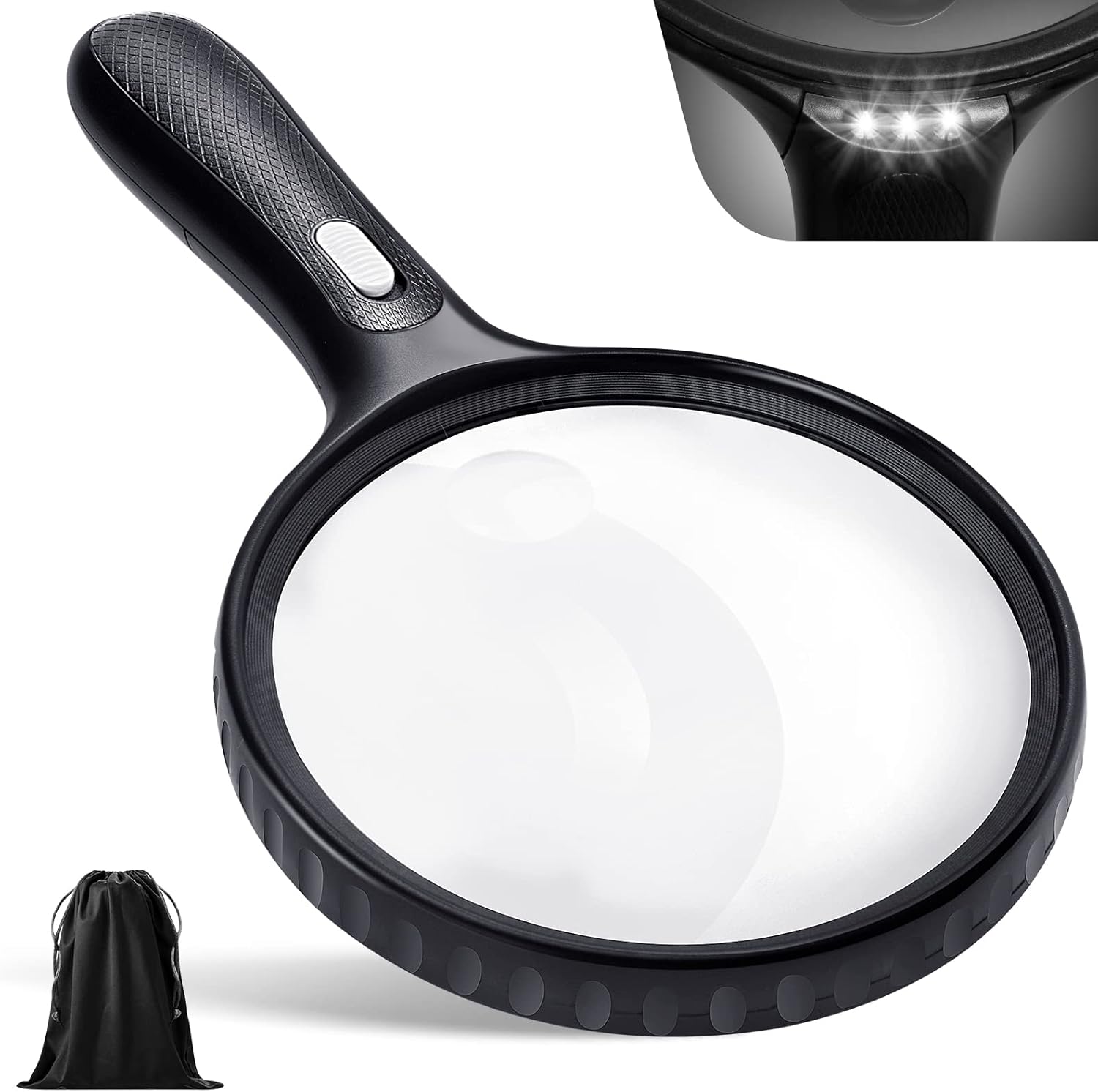 Magnifying Glass with Light, Large Magnifier Handheld Illuminated ...