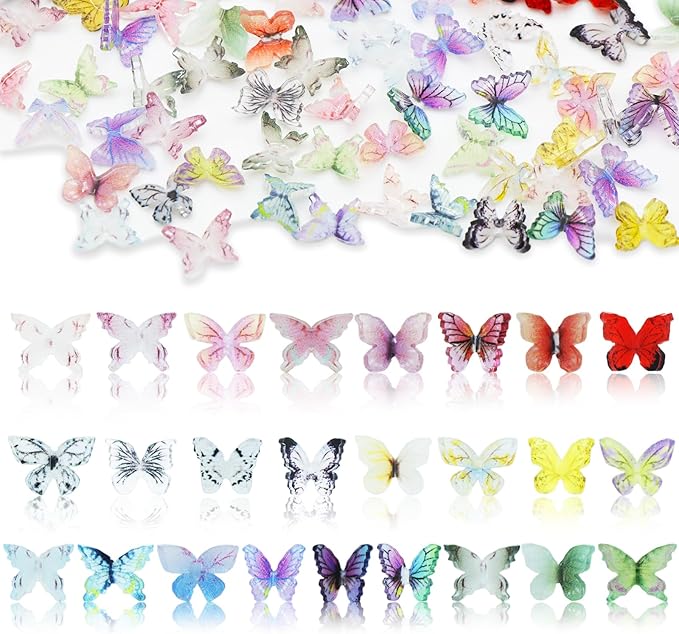 Coomin Mini Resin Butterflies 50Pcs, Small Tiny Butterflies for Crafts ...