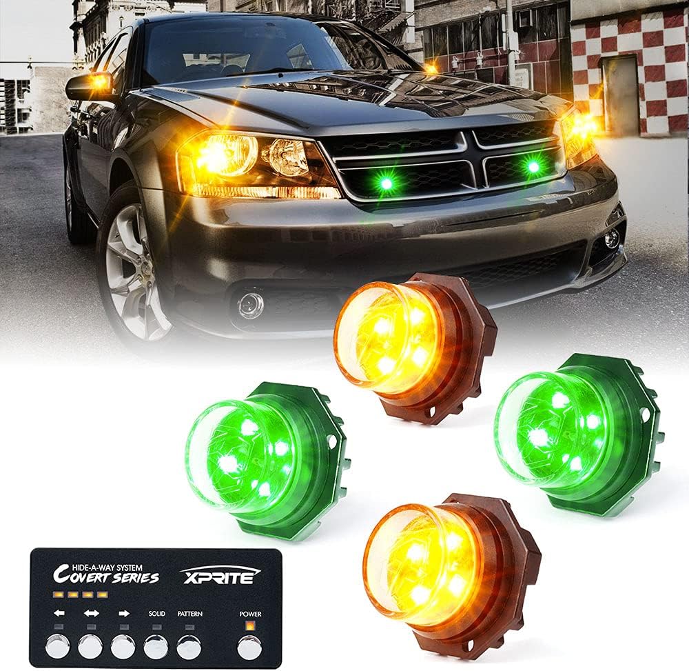Amazon.com: Xprite Amber Green LED Hideaway Strobe Lights Kit 20 ...