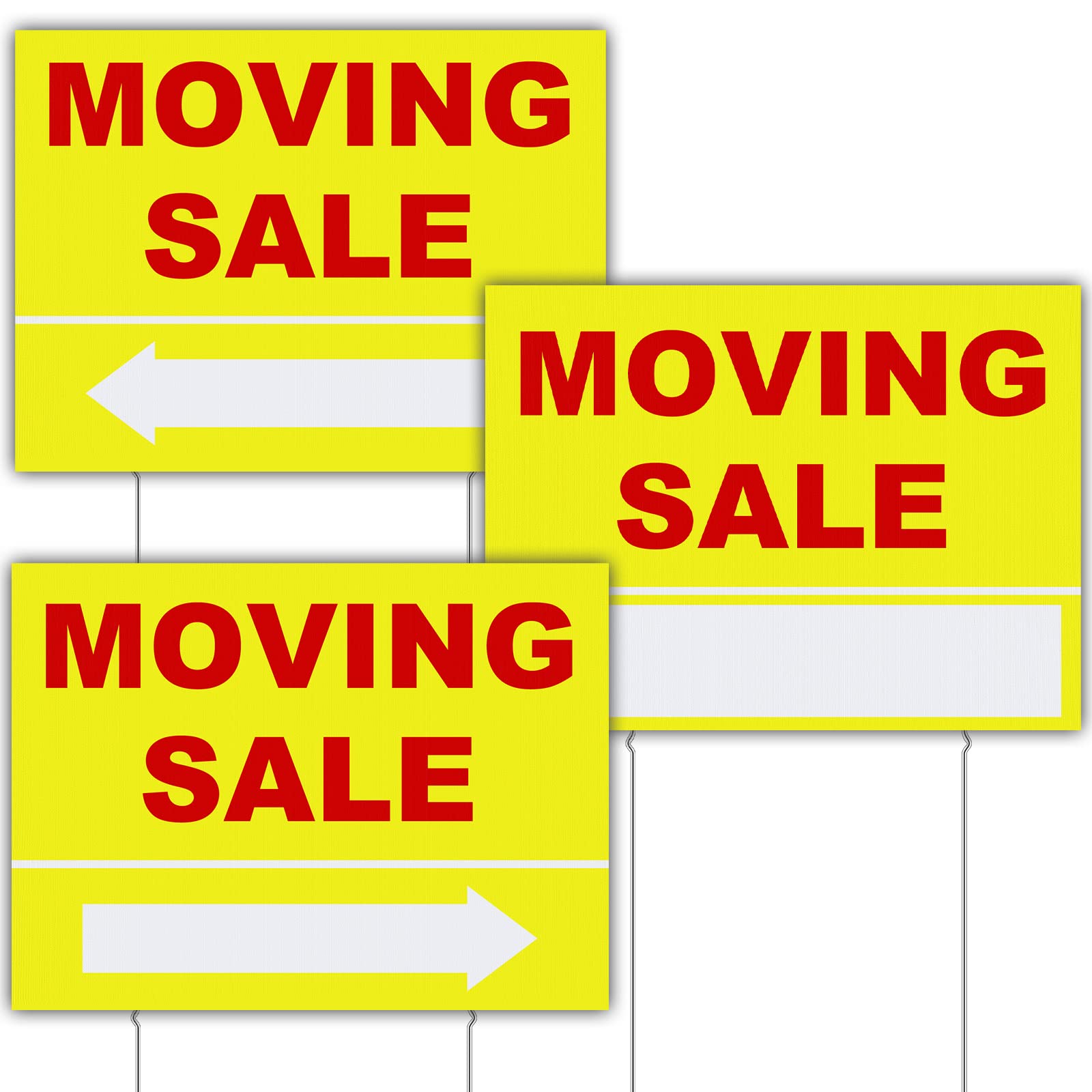 Amazon.com: 3 Pack Moving Sale Sign Kit 12 x 16 Inch Double Sided Yard ...