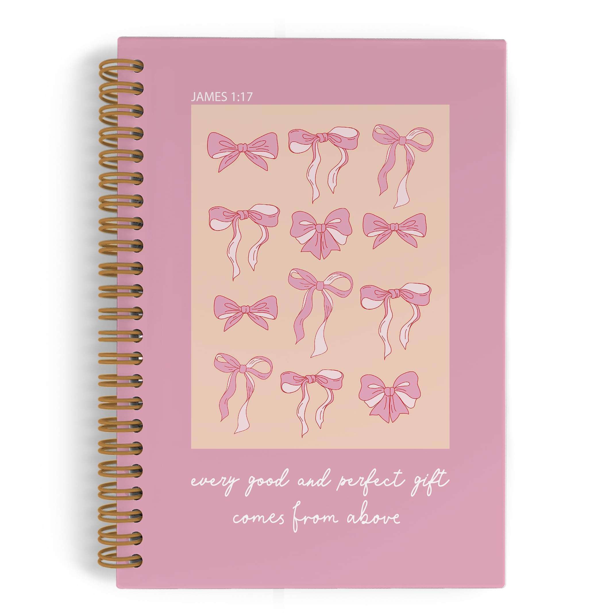 Amazon.com : QLMX Pink Bows Spiral Notebook, Preppy Notebook Journal, 5 ...