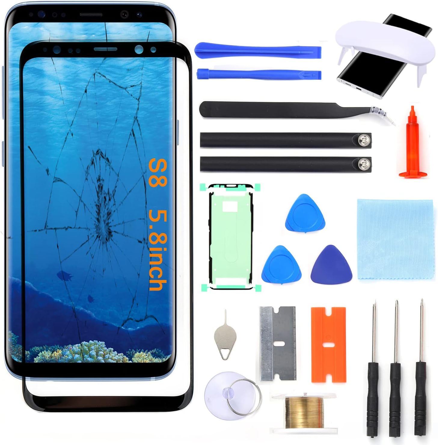 Amazon.com: UYGHHK S8 Screen Replacement, Front Glass Outer Repair Kit ...