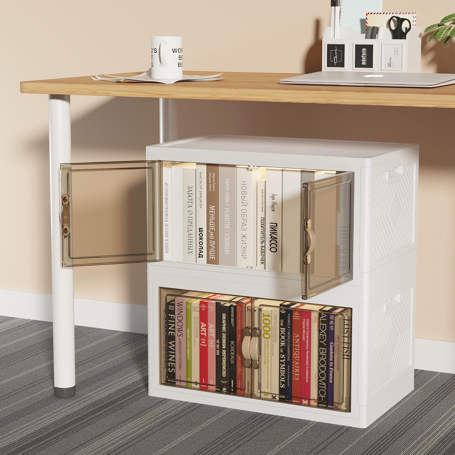 SAILUN 2 Pack 8.8 Gal Stackable Folding Storage Bins with Lids, Closet ...