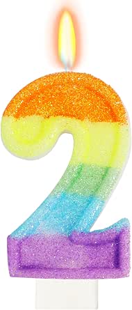 Amazon.com: Rainbow Candles for Birthday Cakes, 2 Cake Topper, Rainbow ...