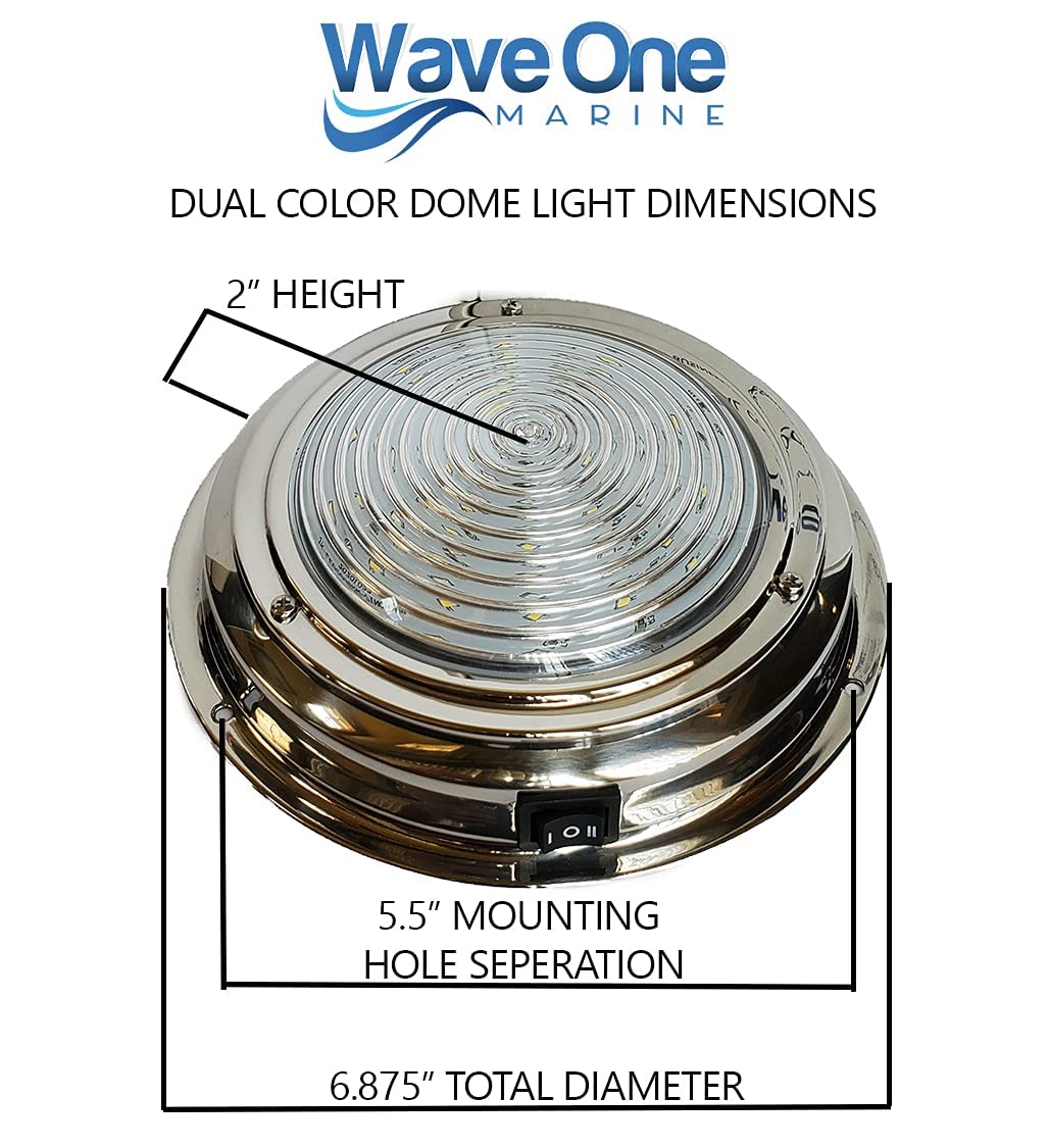 Snapklik.com : Wave One Marine Dual Color 7" LED Boat Dome Light 12V RV ...
