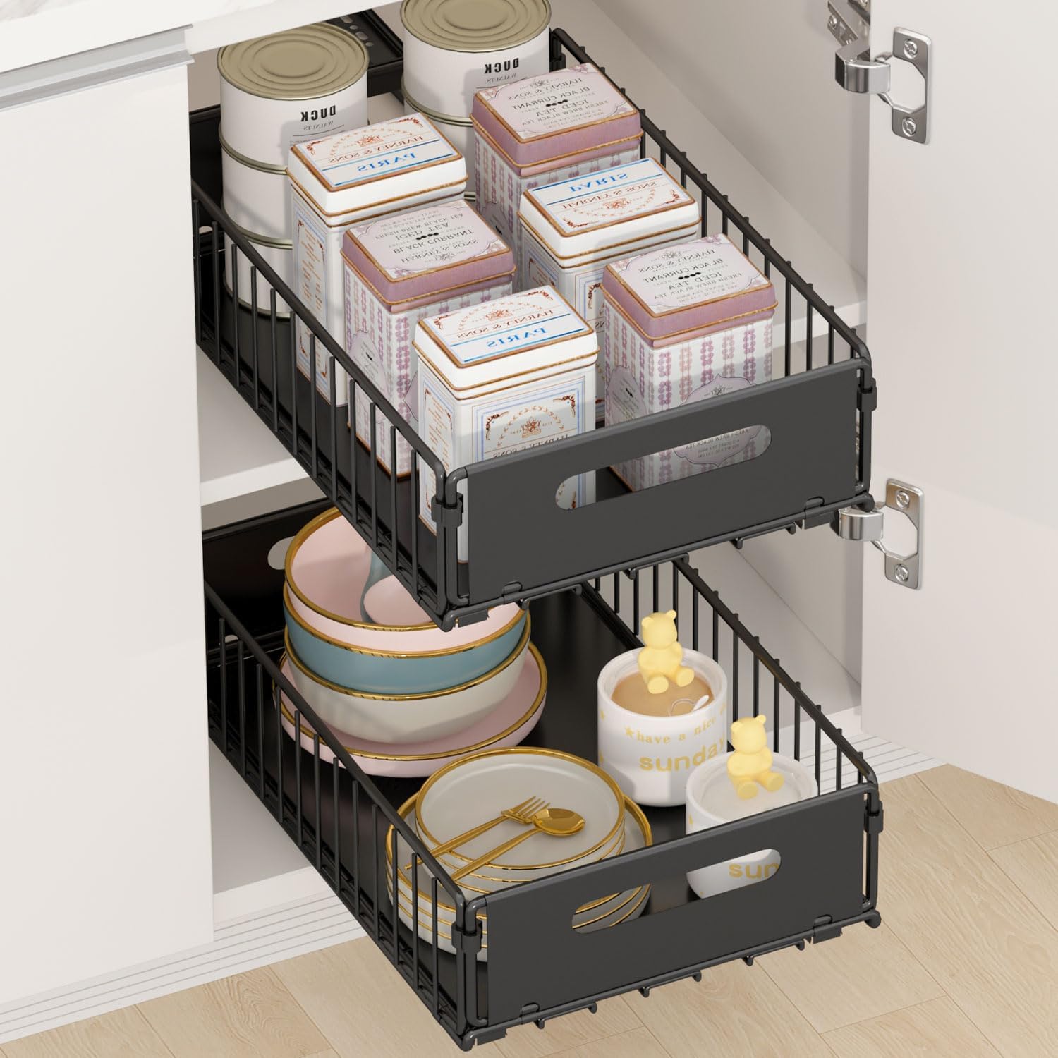 Amazon.com: 2 Pack Pull Out Drawer for Cabinets, Peel and Stick Cabinet ...