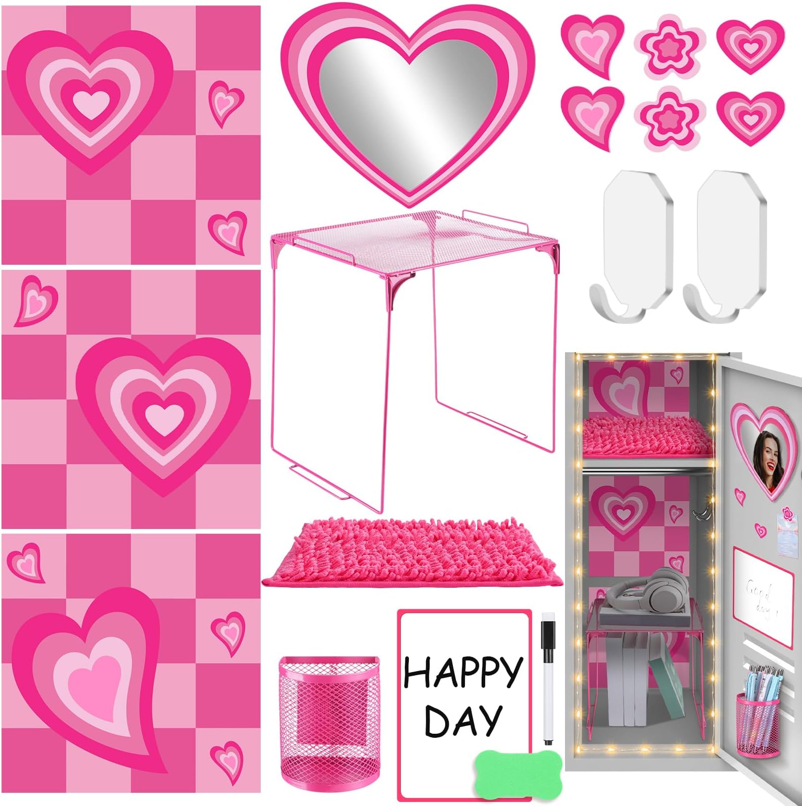 Amazon.com : Kolldenn 19 Pcs Locker Accessories Kit Back to School ...