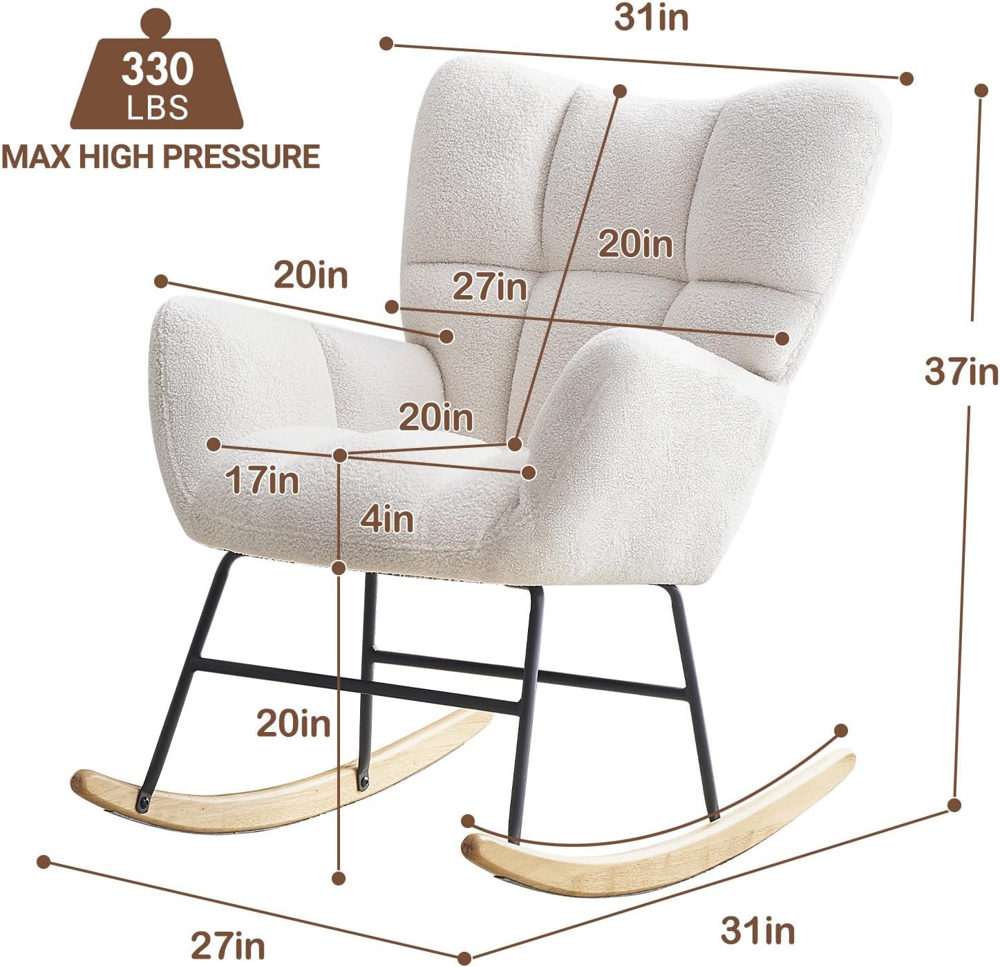 IDEALISMLIVING Silla mecedora para cuarto de bebé, sillas de acento ...