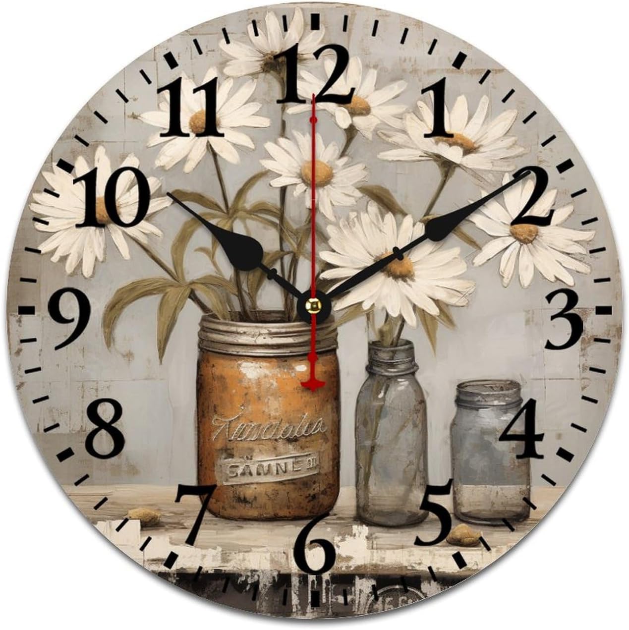 Amazon.com: HighonHi Daisy Mason Jar Clock Summer Sunflower Wooden ...