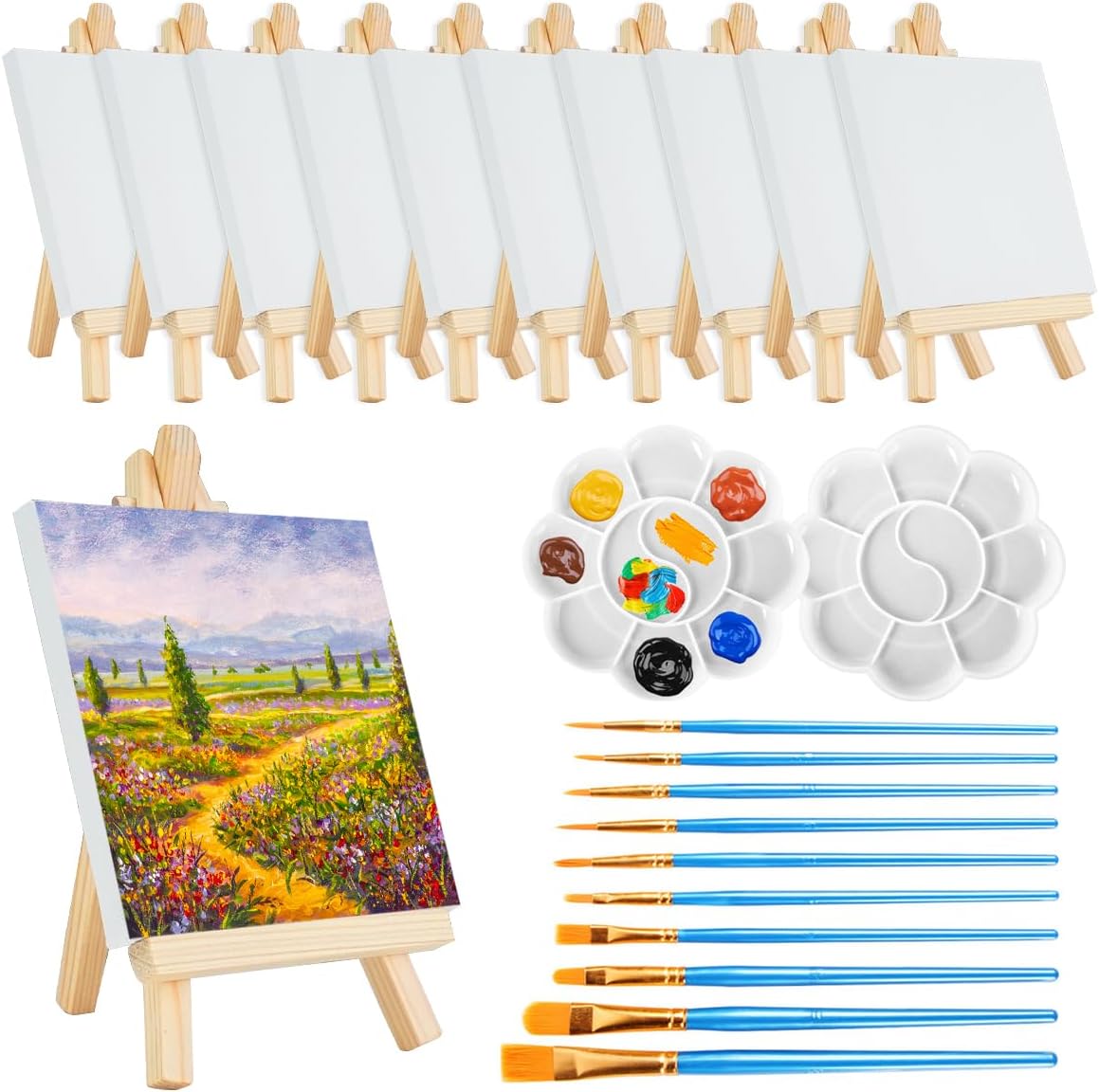Amazon.com: 32Pcs Mini Canvas and Easel Set, FHDUSRYO 4x4 inch Mini ...