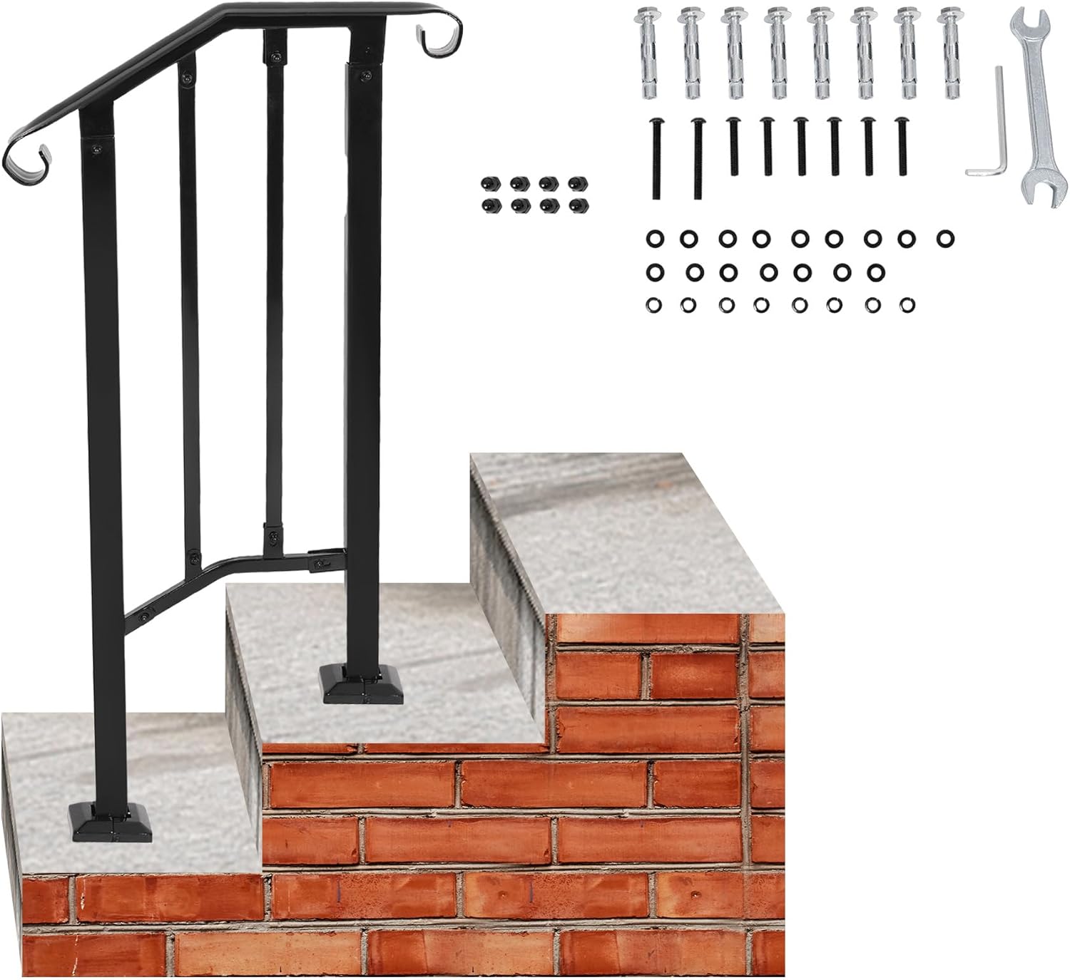 Amazon.com: HECASA Step Hand Rail Fit for 1-2 Steps for Outdoor Porch ...