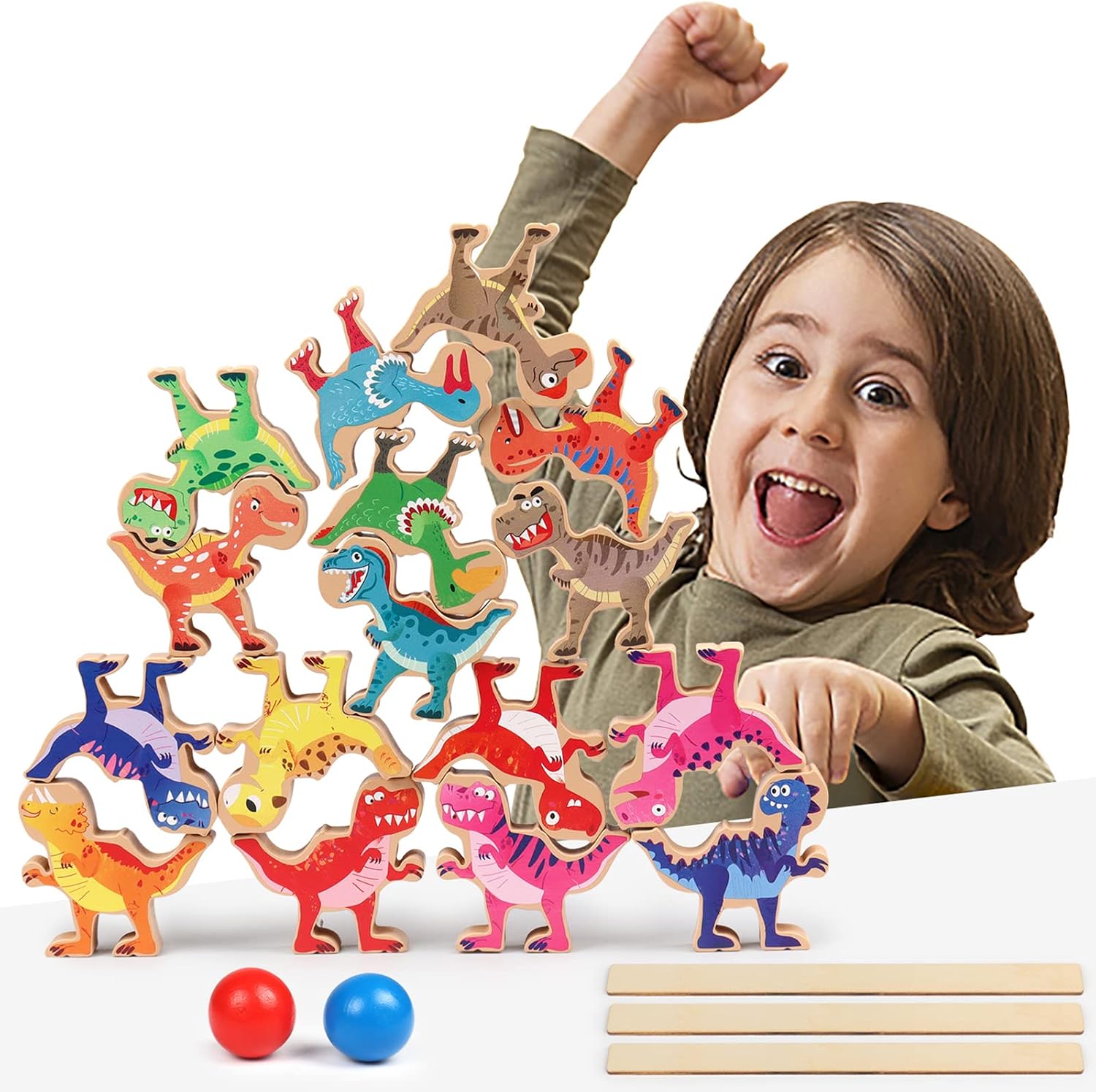 Buy BEVA Montessori Toys for Toddlers 4-7 Years Old Dinosaur Stacking ...