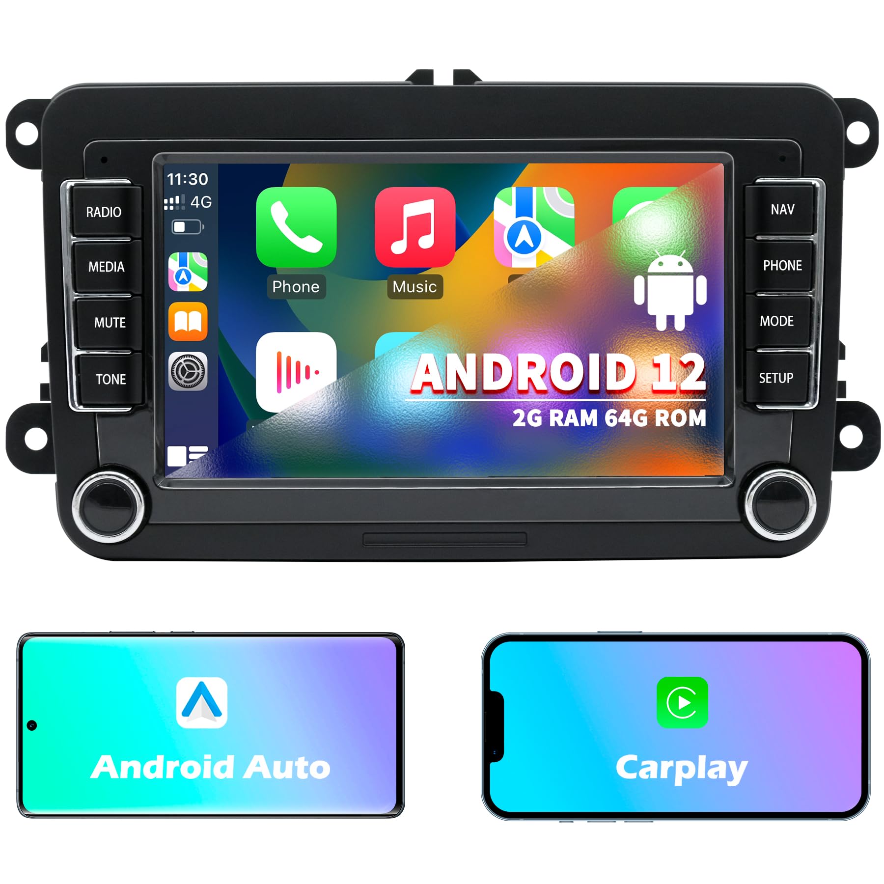 Amazon.com: Android 12 Car Stereo Radio with Wireless Carplay/Android ...