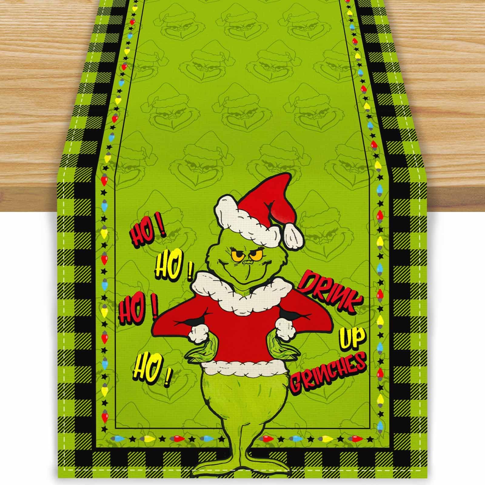 Amazon.com: Linen Grinch Christmas Table Runner 72 Inches Long Grinch ...