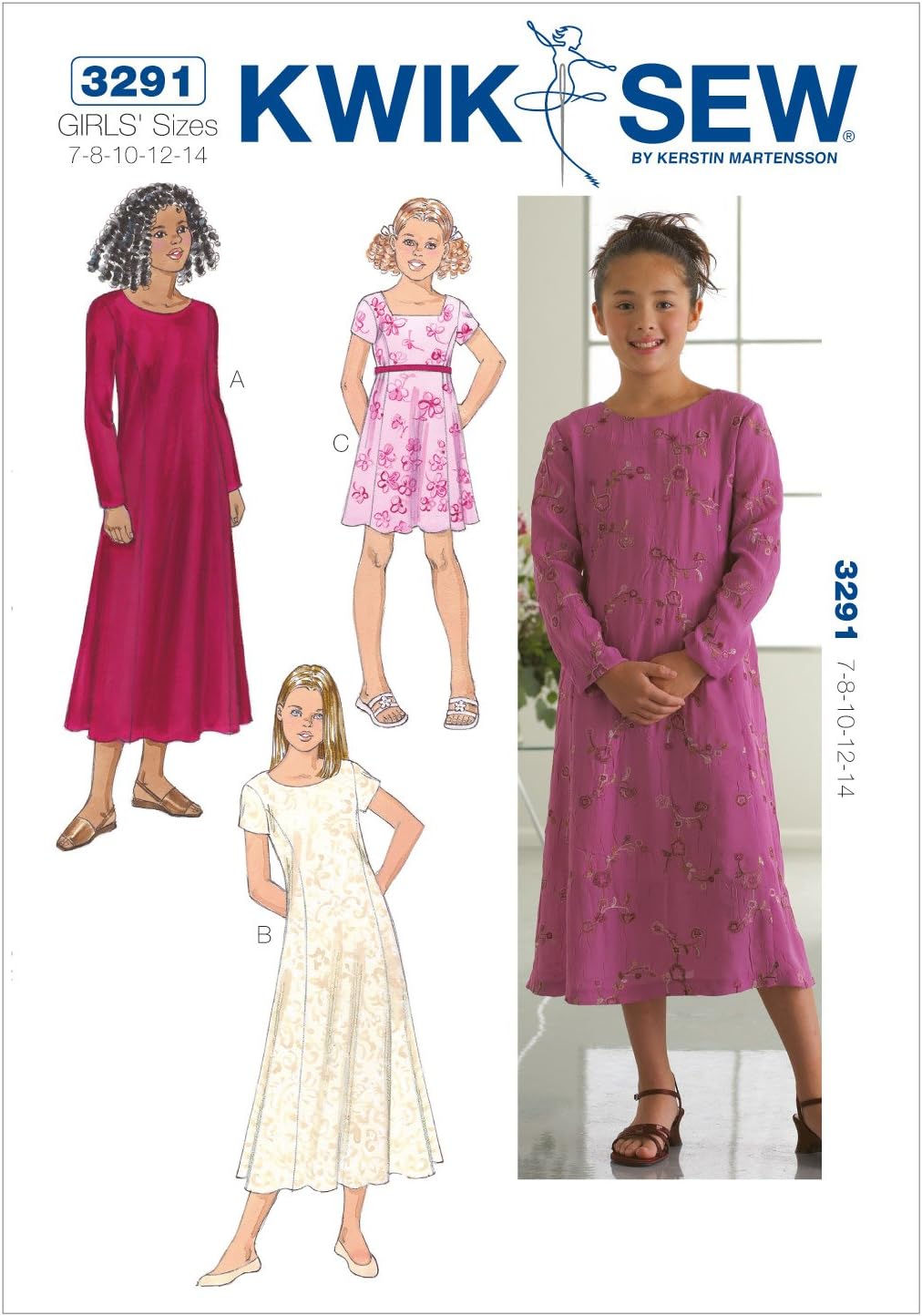 Amazon.com: Kwik Sew K3291 Dresses Sewing Pattern, Size 7-8-10-12-14 ...