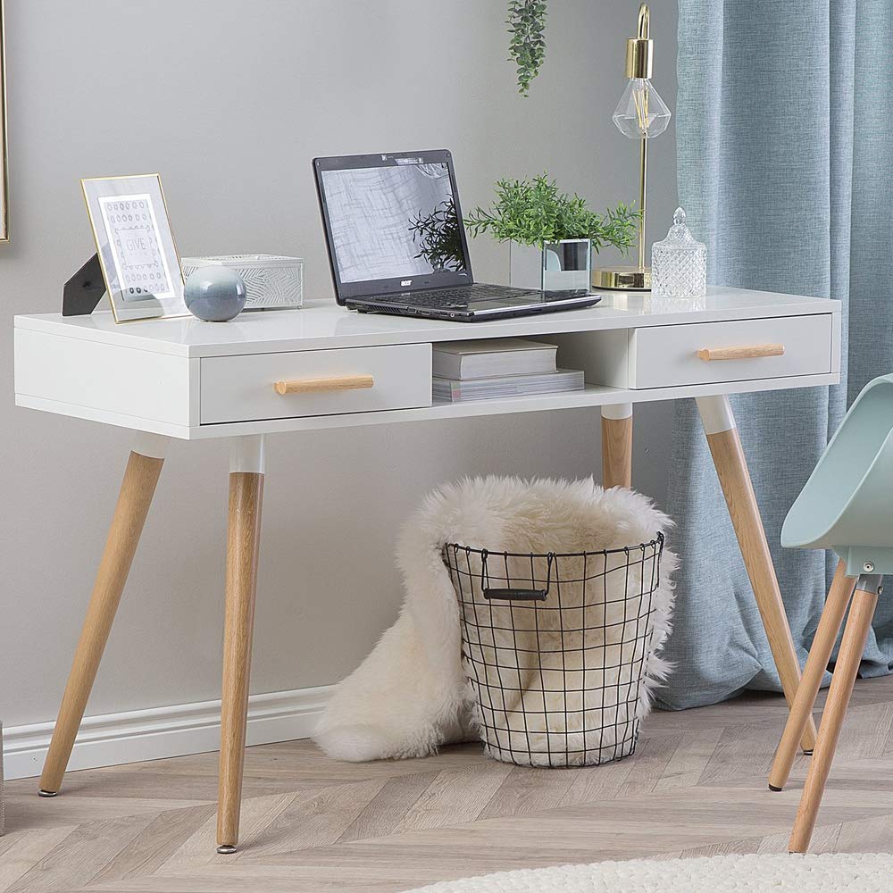 TOFARCH Kazan White Engineered Wood Study Table (Free Standing, Finish ...