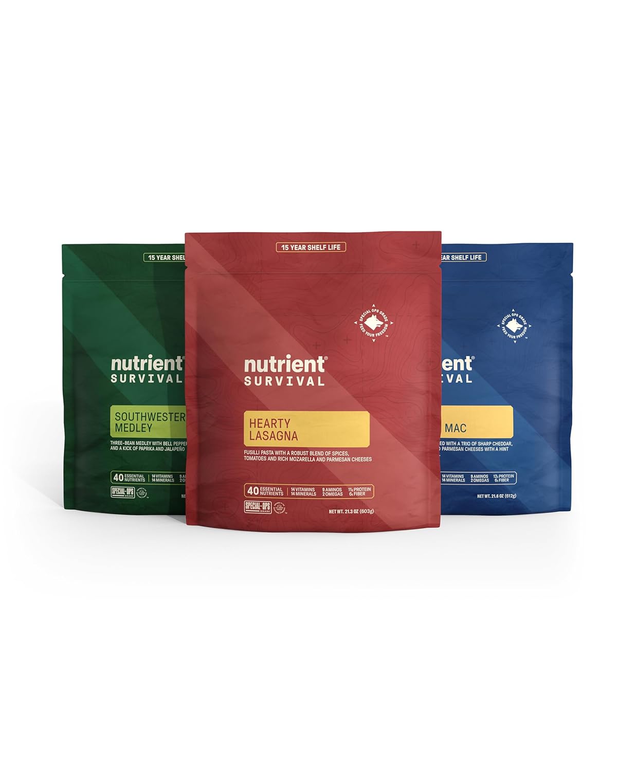 Amazon.com: Nutrient Survival Entrees, Hearty Lasagna,Triple Cheese Mac ...