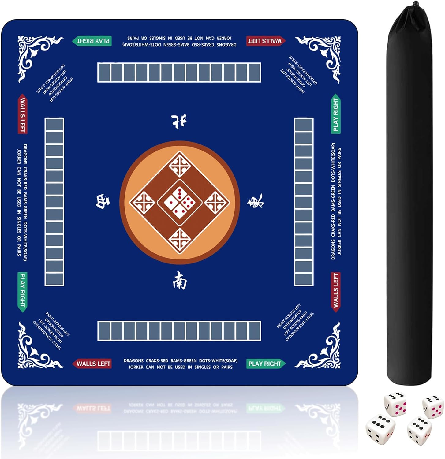 Amazon.com: Mahjong Mat with 4 Dices & Bag - Anti-Wrinkle Design ...