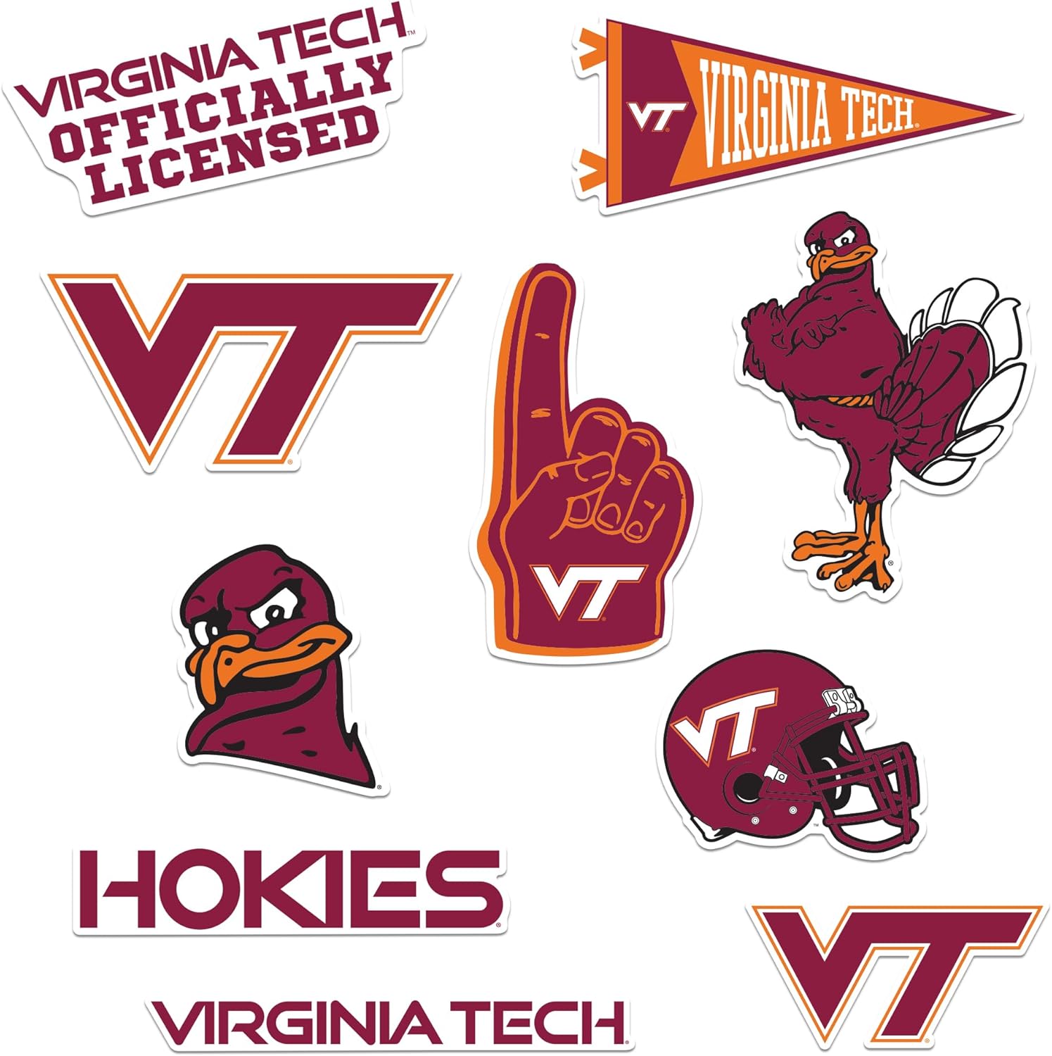 Amazon.com: Virginia Tech 9ct Vinyl Large Deluxe Stickers Variety Pack ...