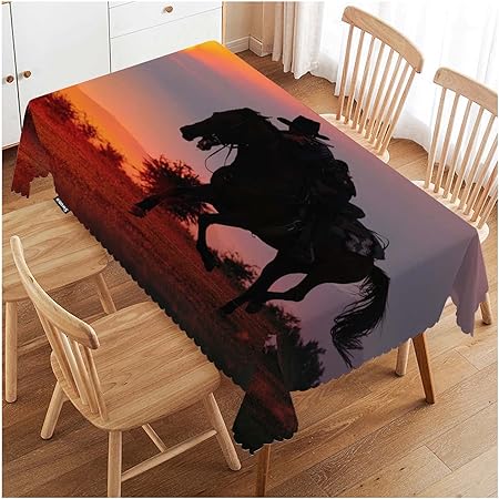 Amazon.com: Swono Rectangle Tablecloth Cowboy Table Cover 52x70 Inch ...