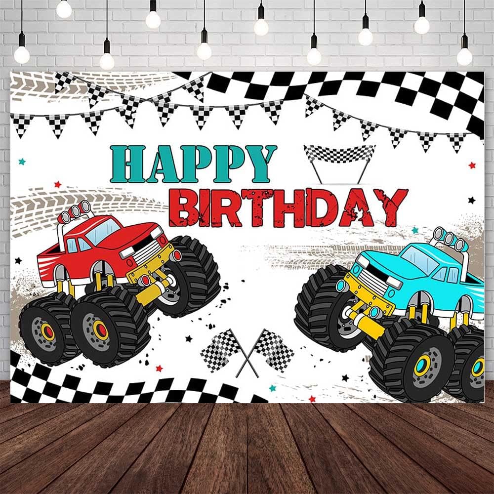 Amazon.com : AIBIIN 7 x 5 ft Kid Birthday Backdrop Truck Themed ...
