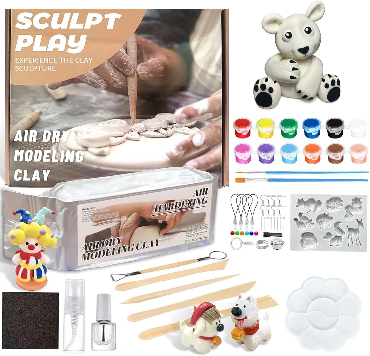 selliner Pottery Kit for Beginners,Air Dry Clay Starter Kit for Adults ...