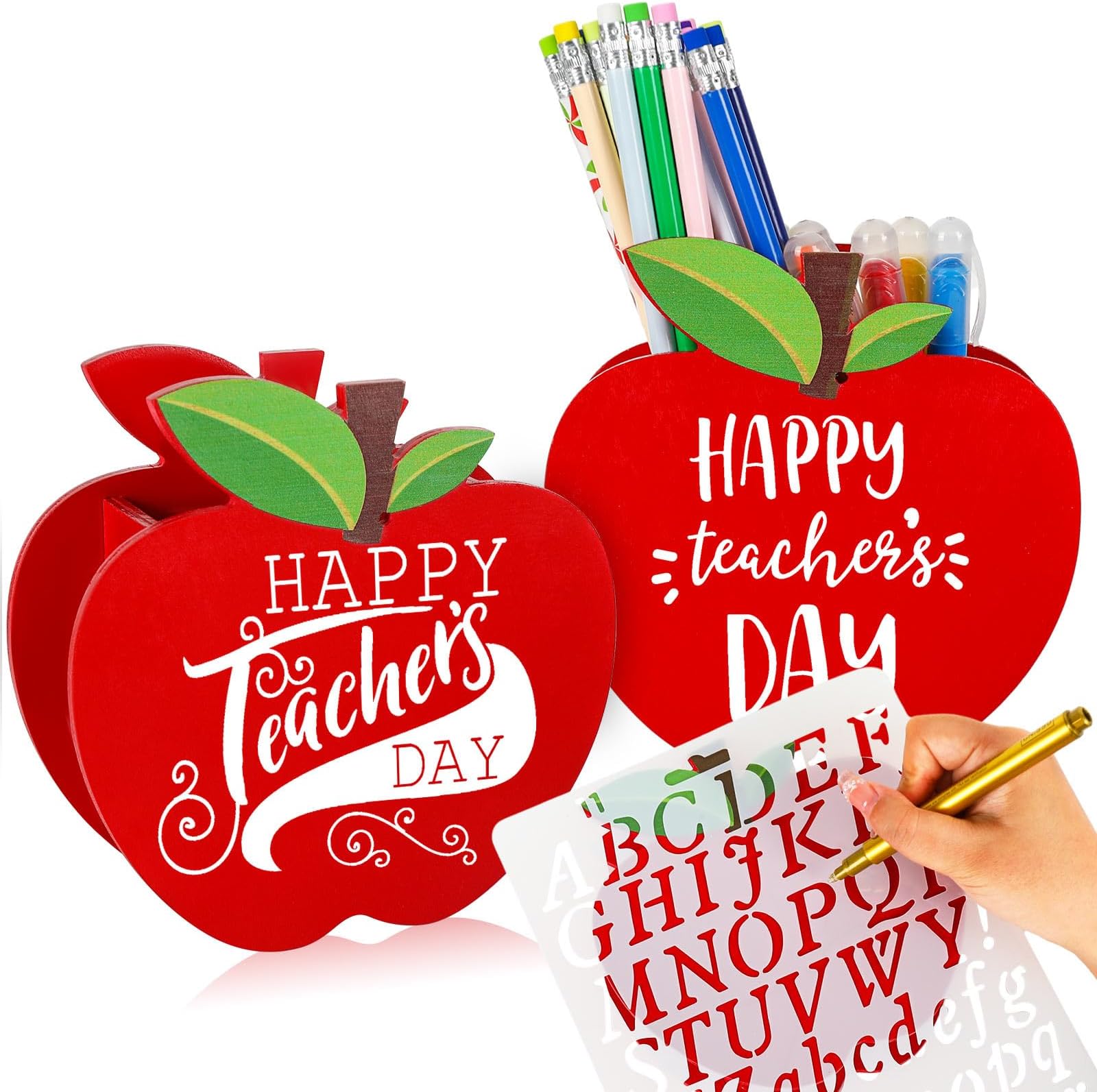 Amazon.com: Whaline 2Pcs Teacher Appreciation Gifts Apple Shape Pen ...