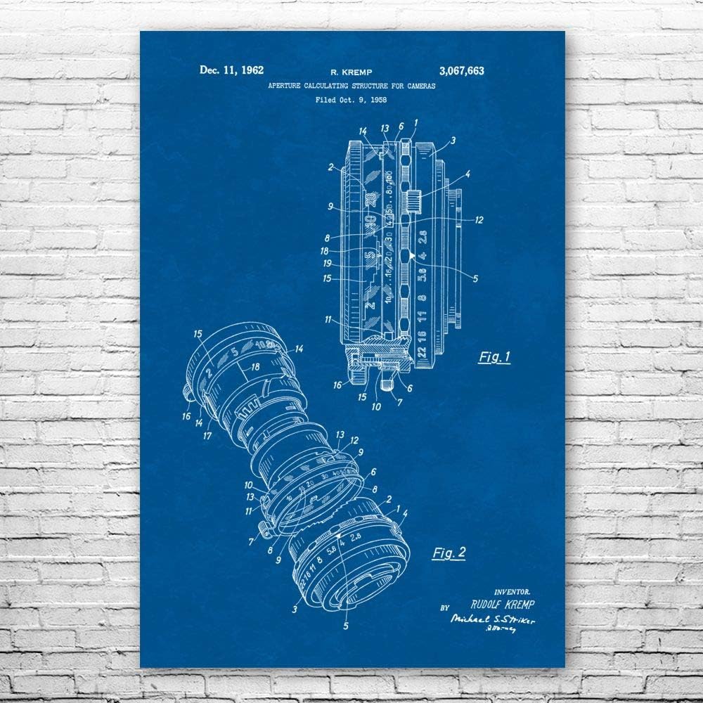 Amazon.com: Camera Lens Poster Print, Camera Man Gift, Camera Blueprint ...