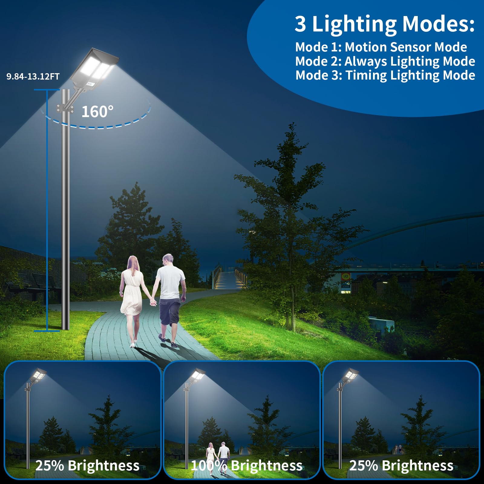 ASCAKE Solar Street Lights 300W Solar Street Lights Outdoor 6500K ...