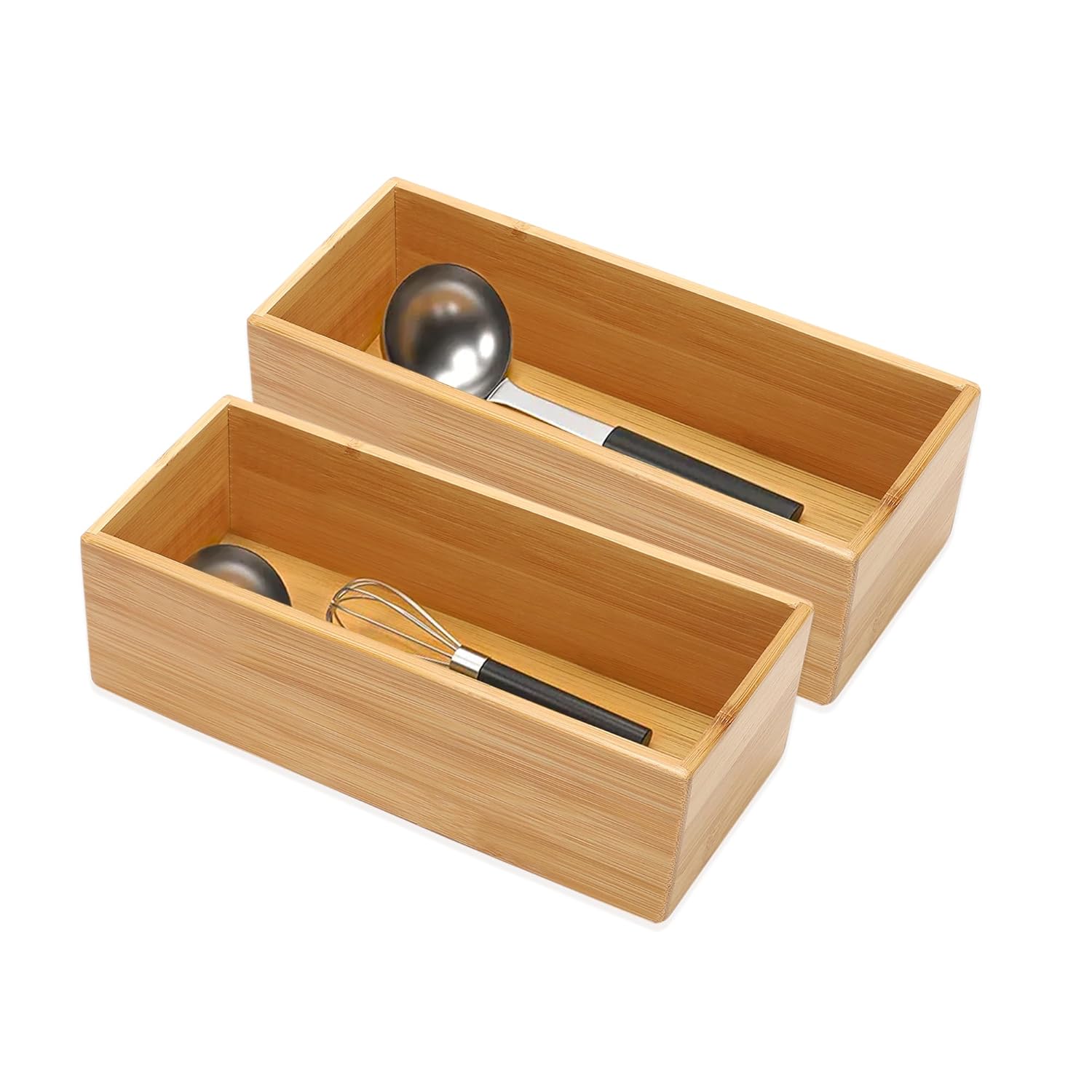 Anko Rectangular Bamboo organiser Drawer - Set of 2 | Kitchen Cutlery ...