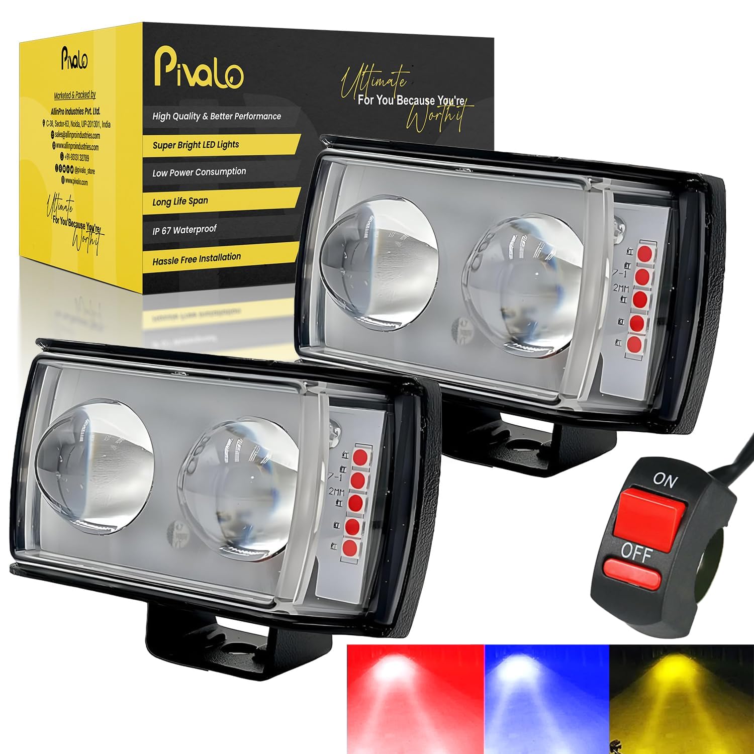 Pivalo 45W Fog Light 12-24 V LED Spot Beam Projector Lamp with High ...