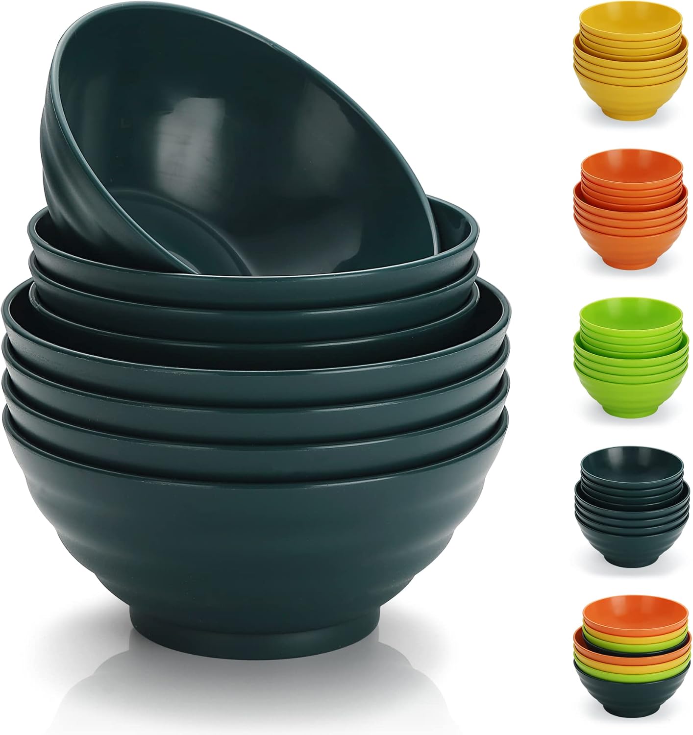Amazon.com: Evanda Plastic Bowls Set of 8 Pieces, 2 Sizes 17/34oz ...