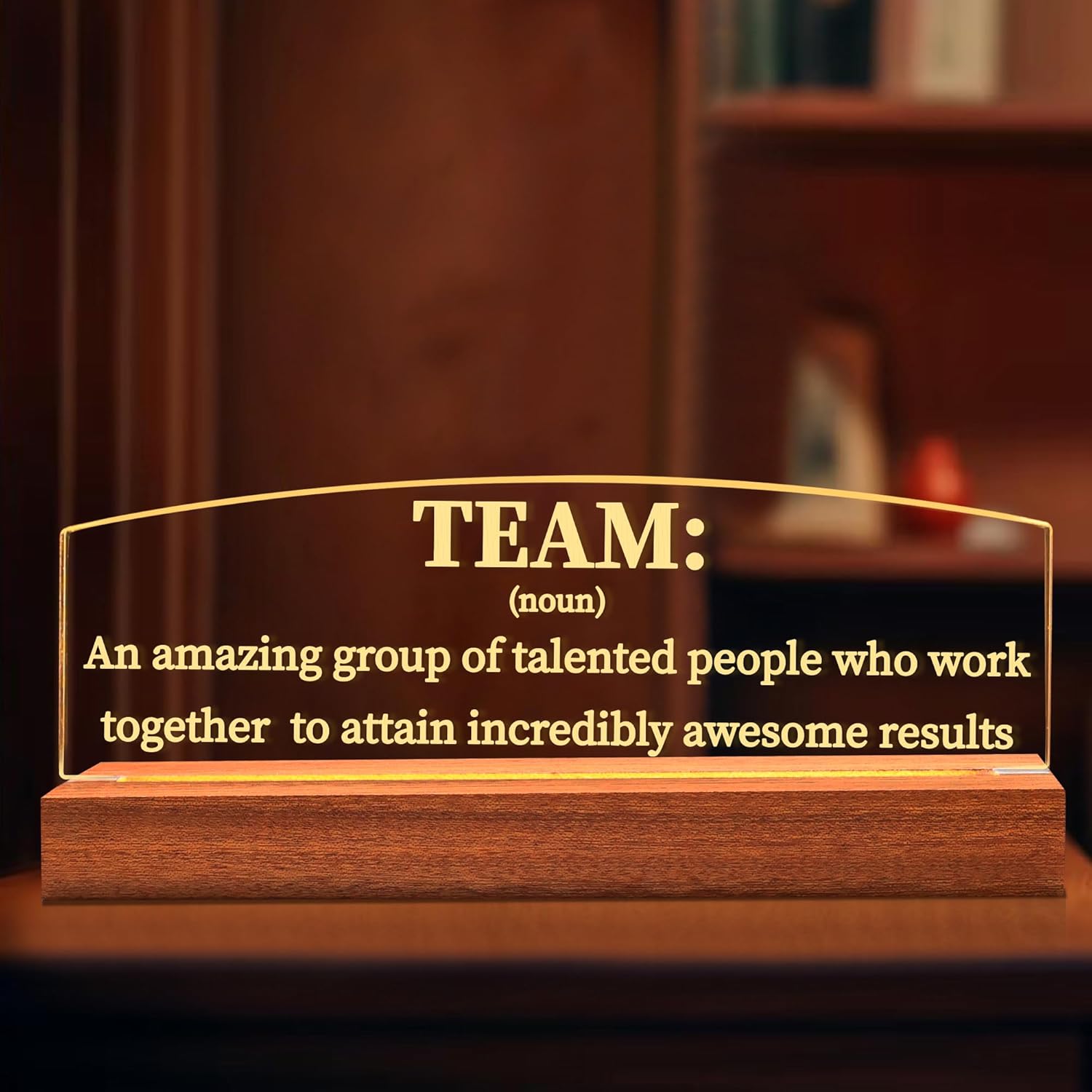 Amazon.com: Light up Inspirational Team Noun Office Decor, Wooden Desk ...