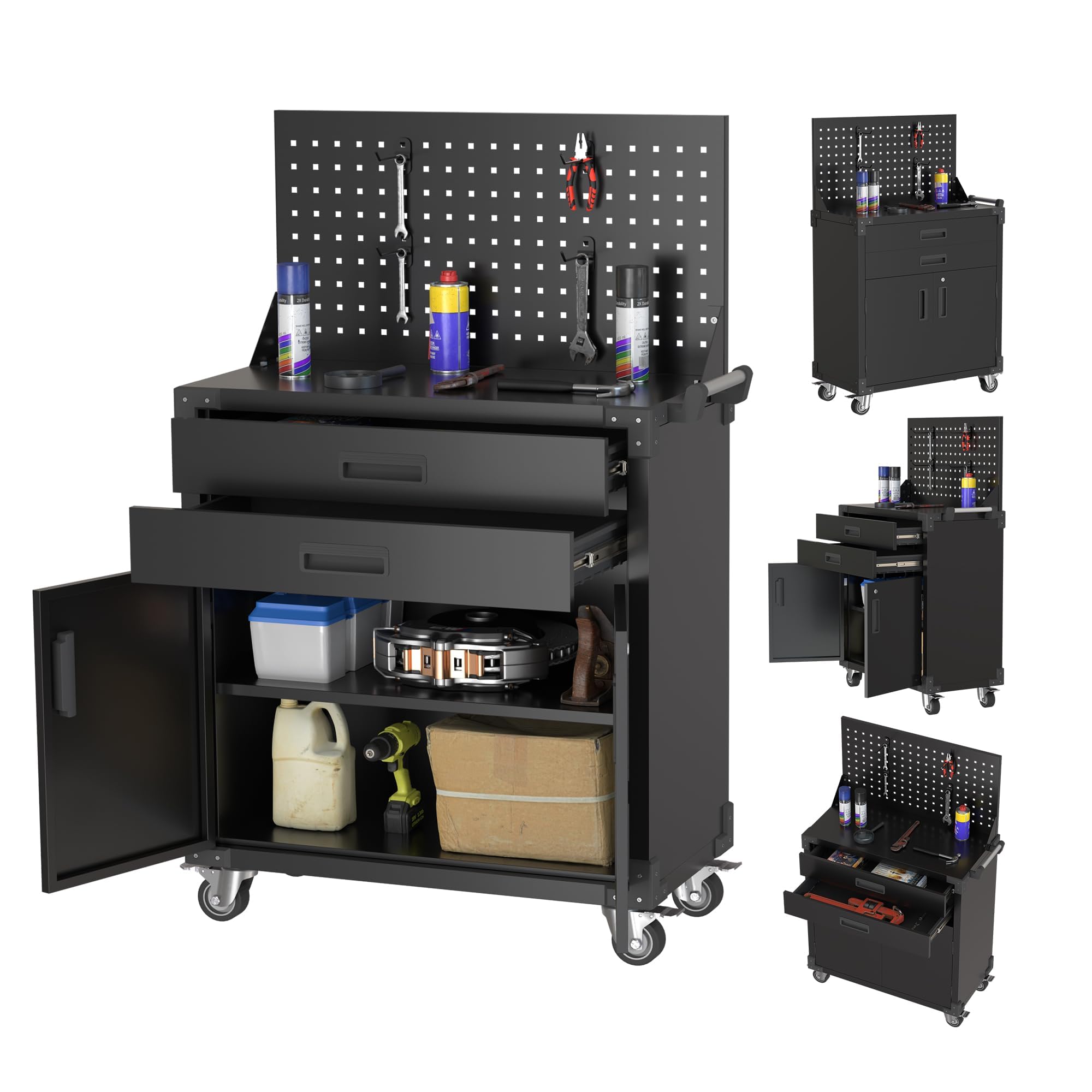 Snapklik.com : Aobabo Metal Tool Cart On Wheels, 51.85" H Mobile Metal ...