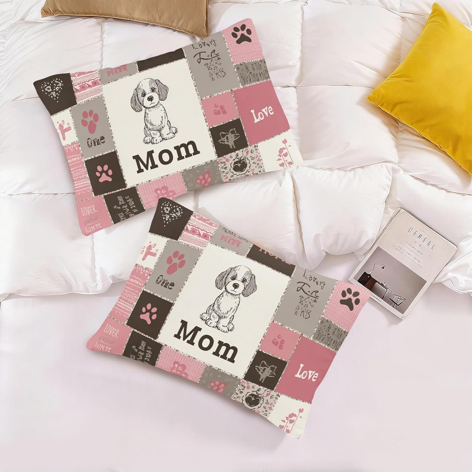 Amazon.com: Dog Lover Pillow Cases Queen Size Set of 2, Pet Puppy ...