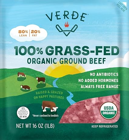 Amazon.com: Verde Farms, Ground Beef 80% Lean/20% Fat, Organic, Grass ...